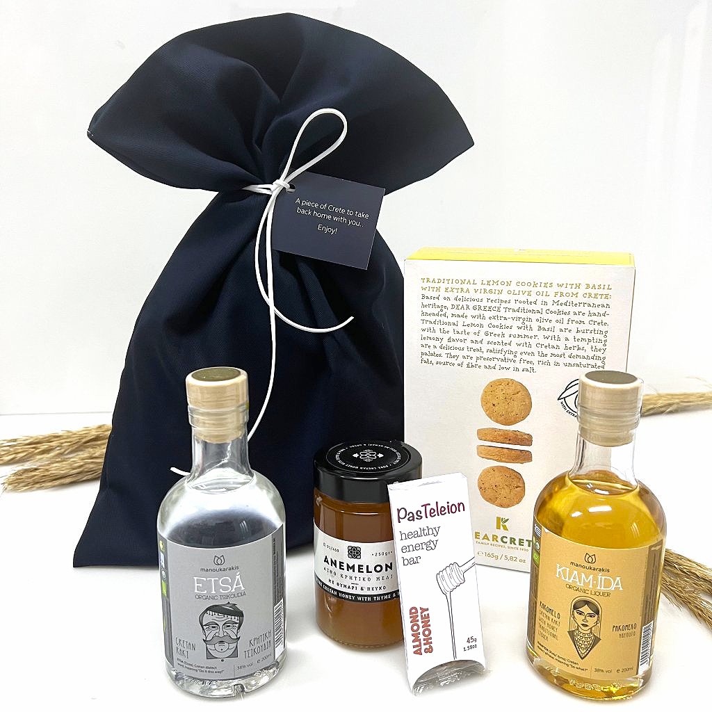 Organic Tsikoudia (Cretan Raki) and Honey | Greek Corporate Gift Buy